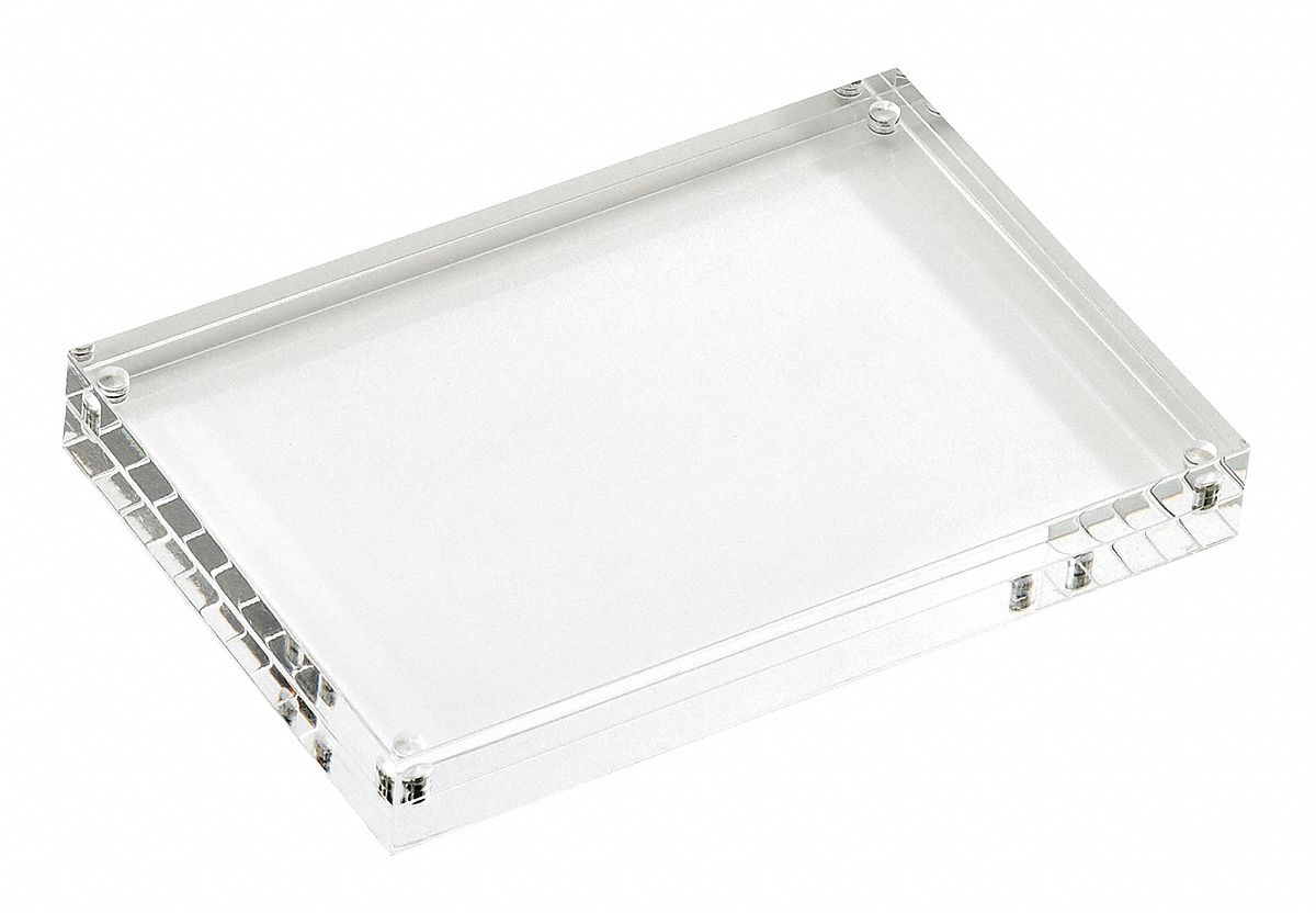 Card Holder, Acrylic, Clear, Rectangle, 6 in Length, 4 in Width - Grainger