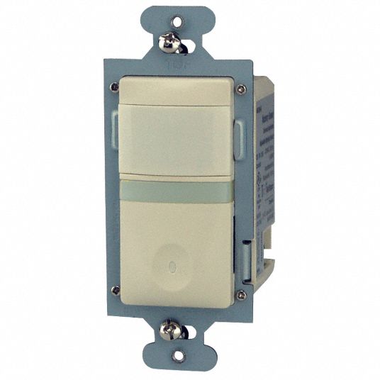 WATT STOPPER Wall Switch Box, 600 sq ft Passive Infrared, Light Almond ...