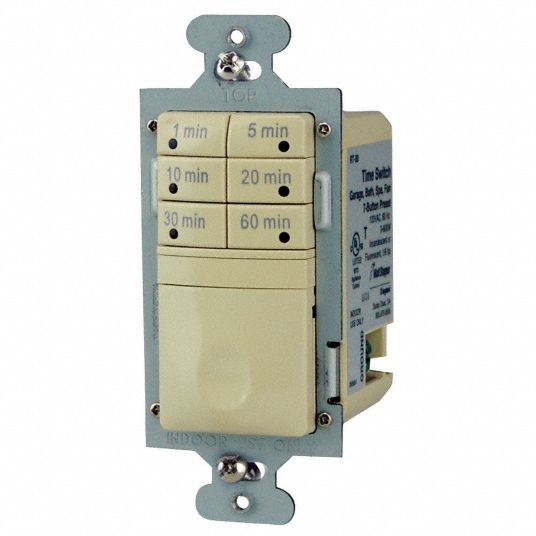 WATT STOPPER, 1 hr Max, Ivory, Wall Switch Timer - 11X337|RT-50-I ...