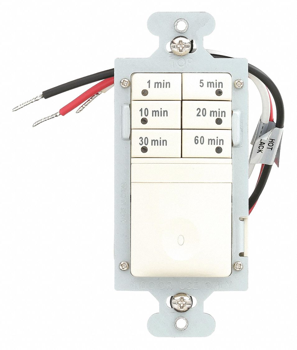 WATT STOPPER, 1 hr Max, Light Almond, Wall Switch Timer - 11X338|RT-50 ...