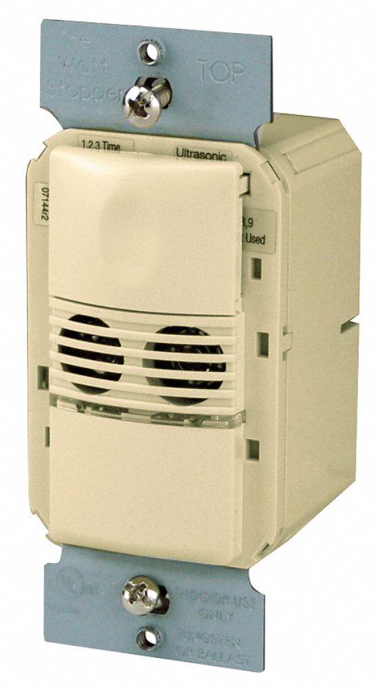 Wall Switch Box Occupancy Sensor, 400 sq ft Ultrasonic, Ivory - Grainger