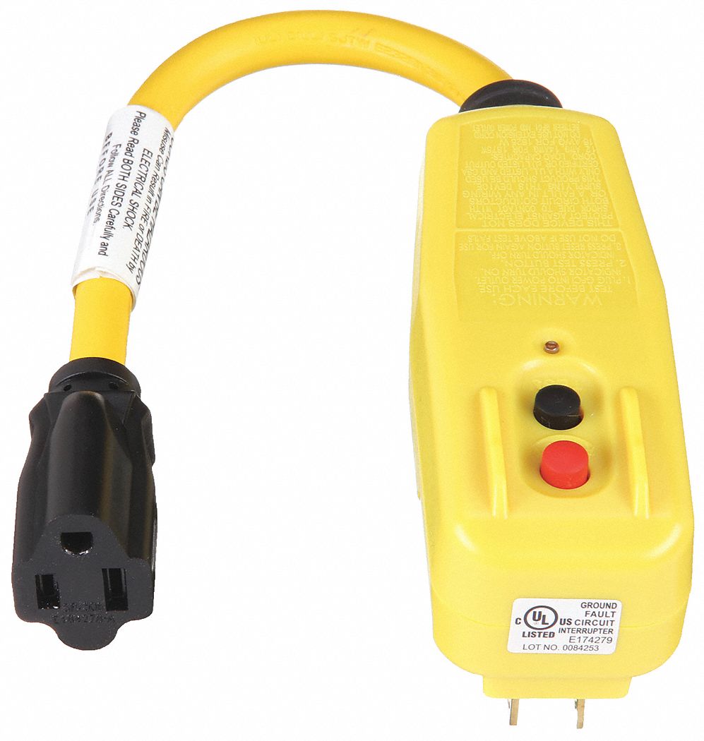 0.75 ft Cord Lg, 15 A Max. Amps, Plug-In GFCI with Cord - 11X425|11X425 ...