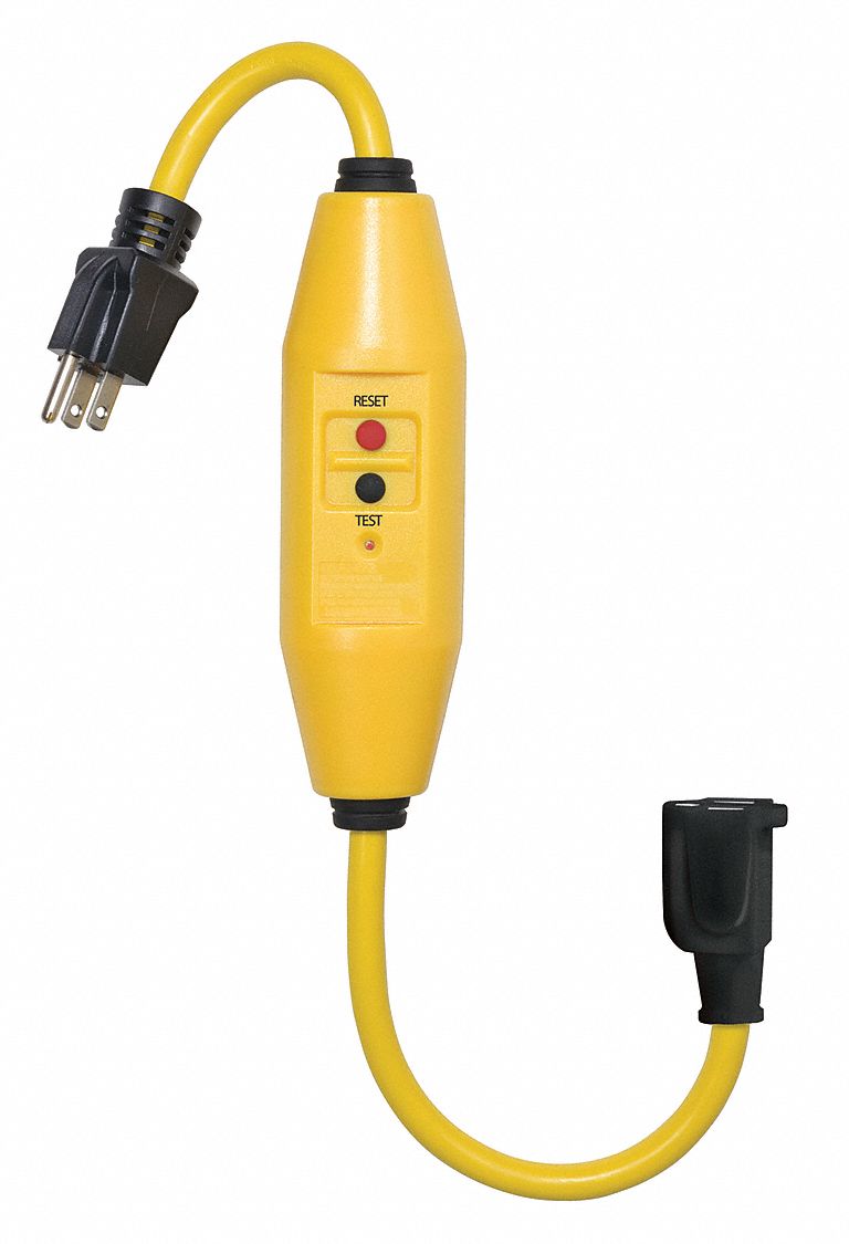 POWER FIRST Line Cord GFCI: 1.5 ft Cord Lg, 15 A Max. Amps, 125V AC ...