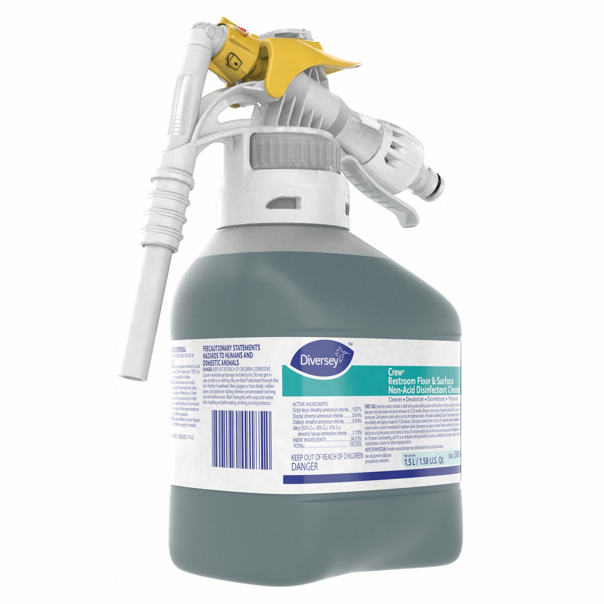 DIVERSEY Bathroom Cleaner: Crew, 42, Fits RTD Dispenser Series, 1.5 L ...