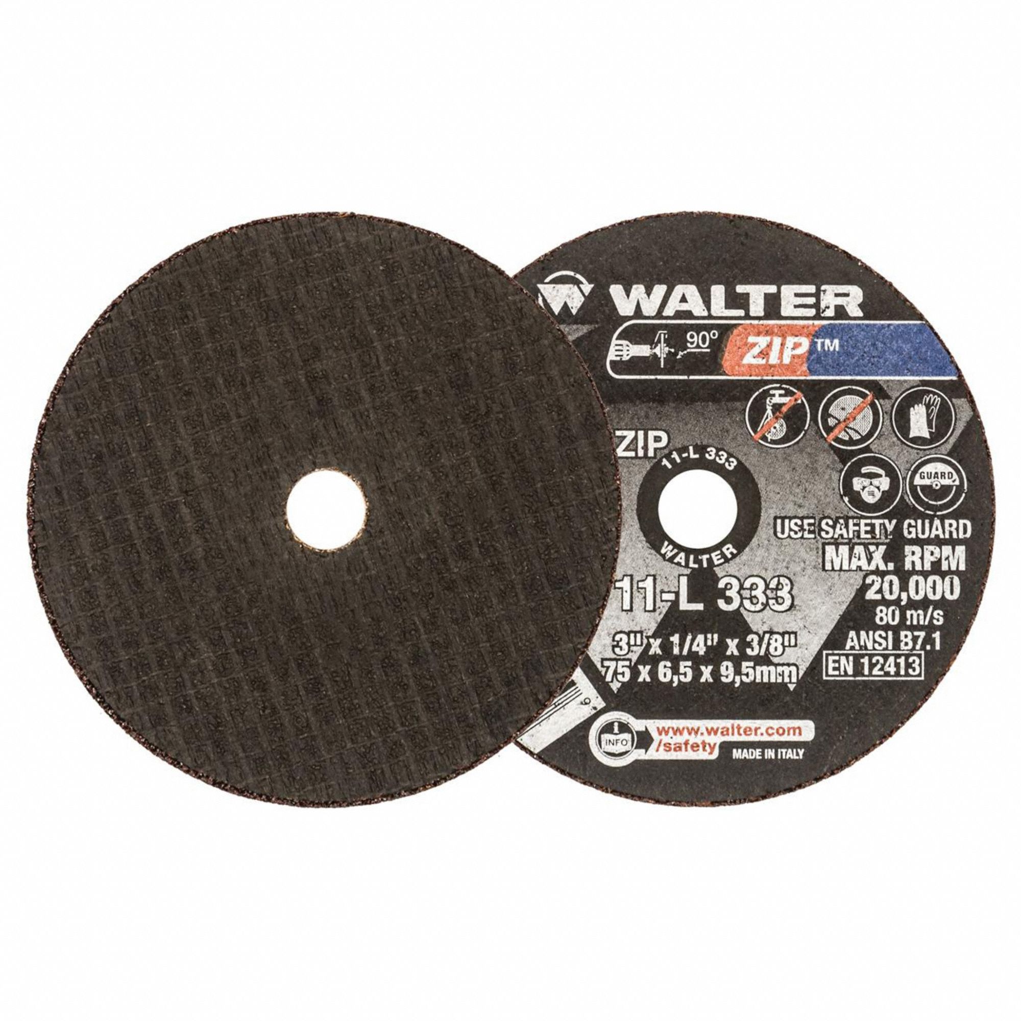 WALTER, Type 1, 3" x 1/8" x 3/8", Abrasive Cut-Off Wheel - 32WK80 ...