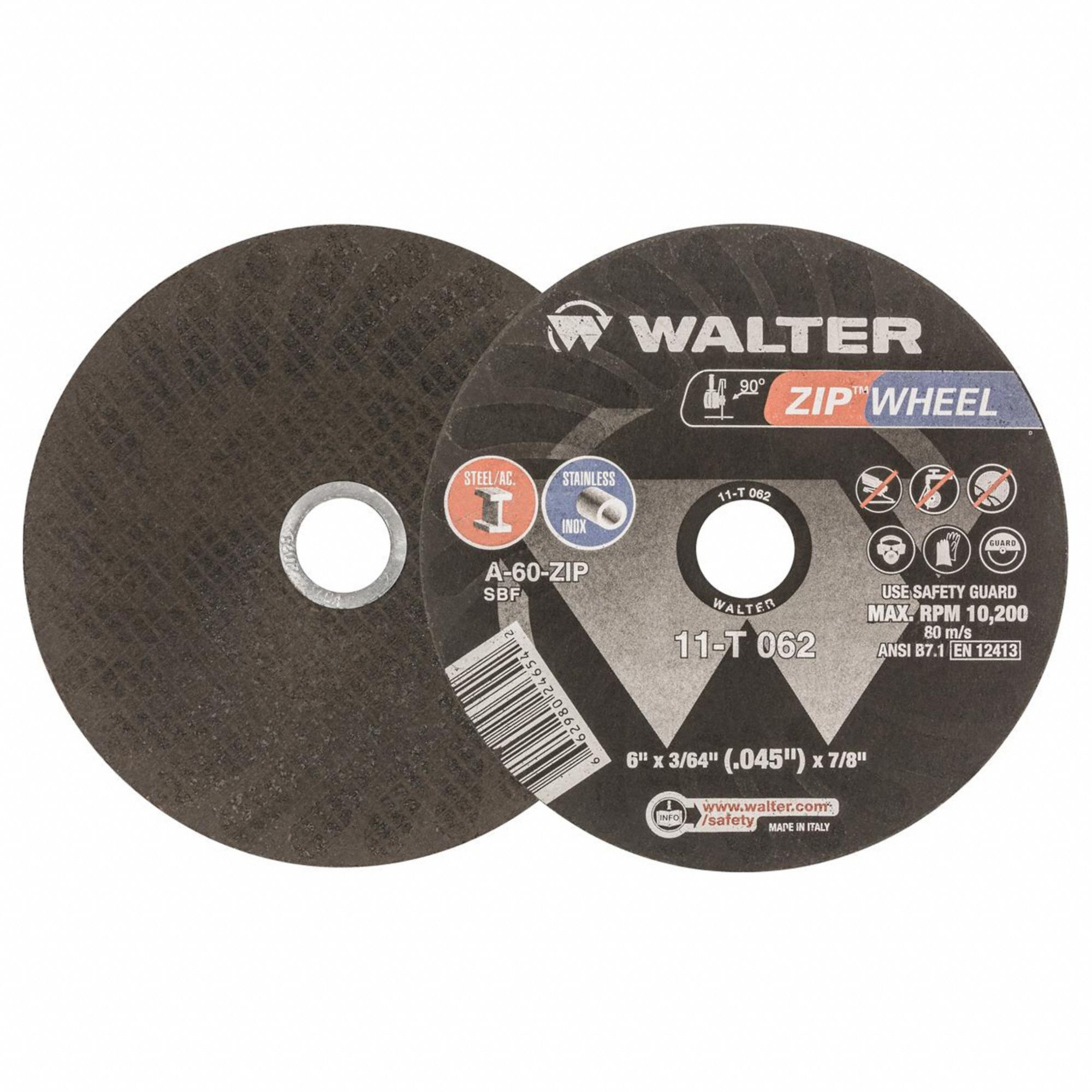 WALTER SURFACE TECHNOLOGIES, Type 1, 6" x 3/64" x 7/8", Abrasive Cut ...