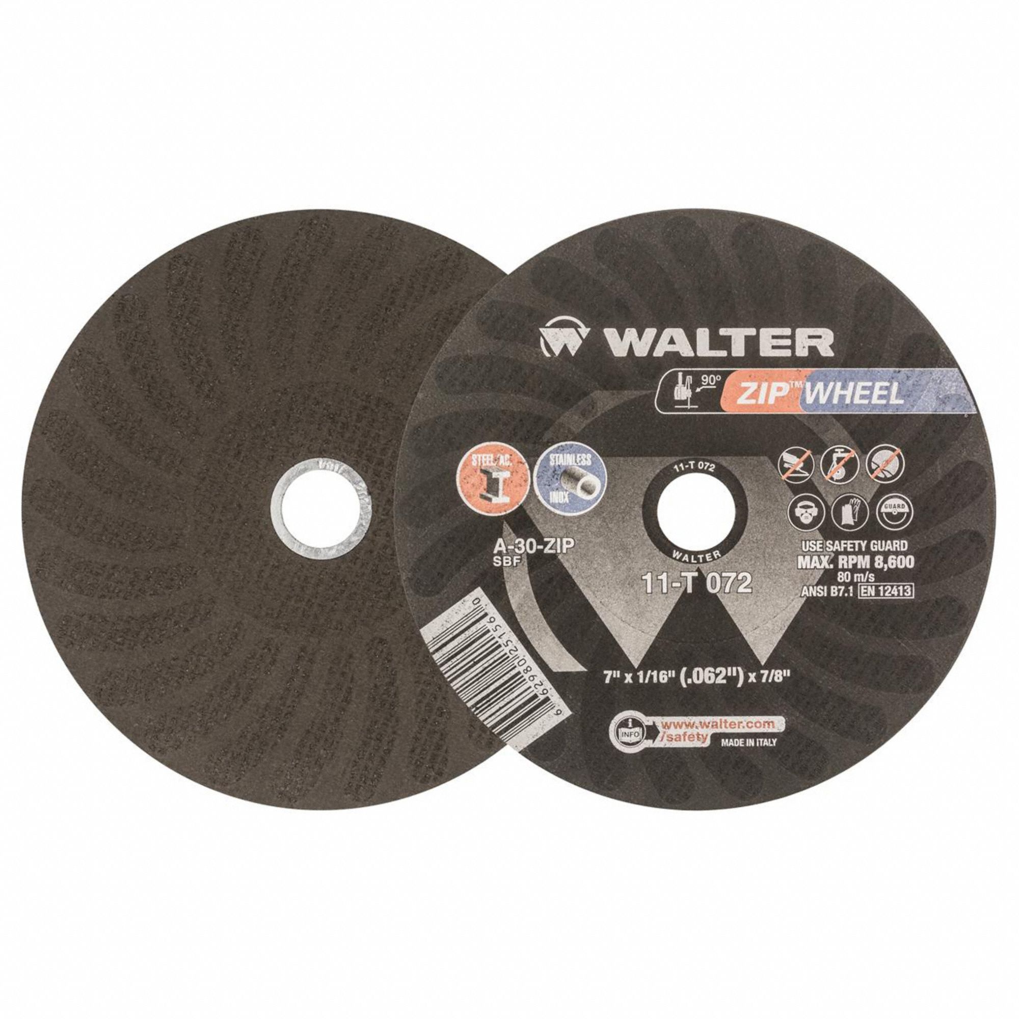 WALTER SURFACE TECHNOLOGIES, Type 1, 7" x 1/16" x 7/8", Abrasive Cut ...