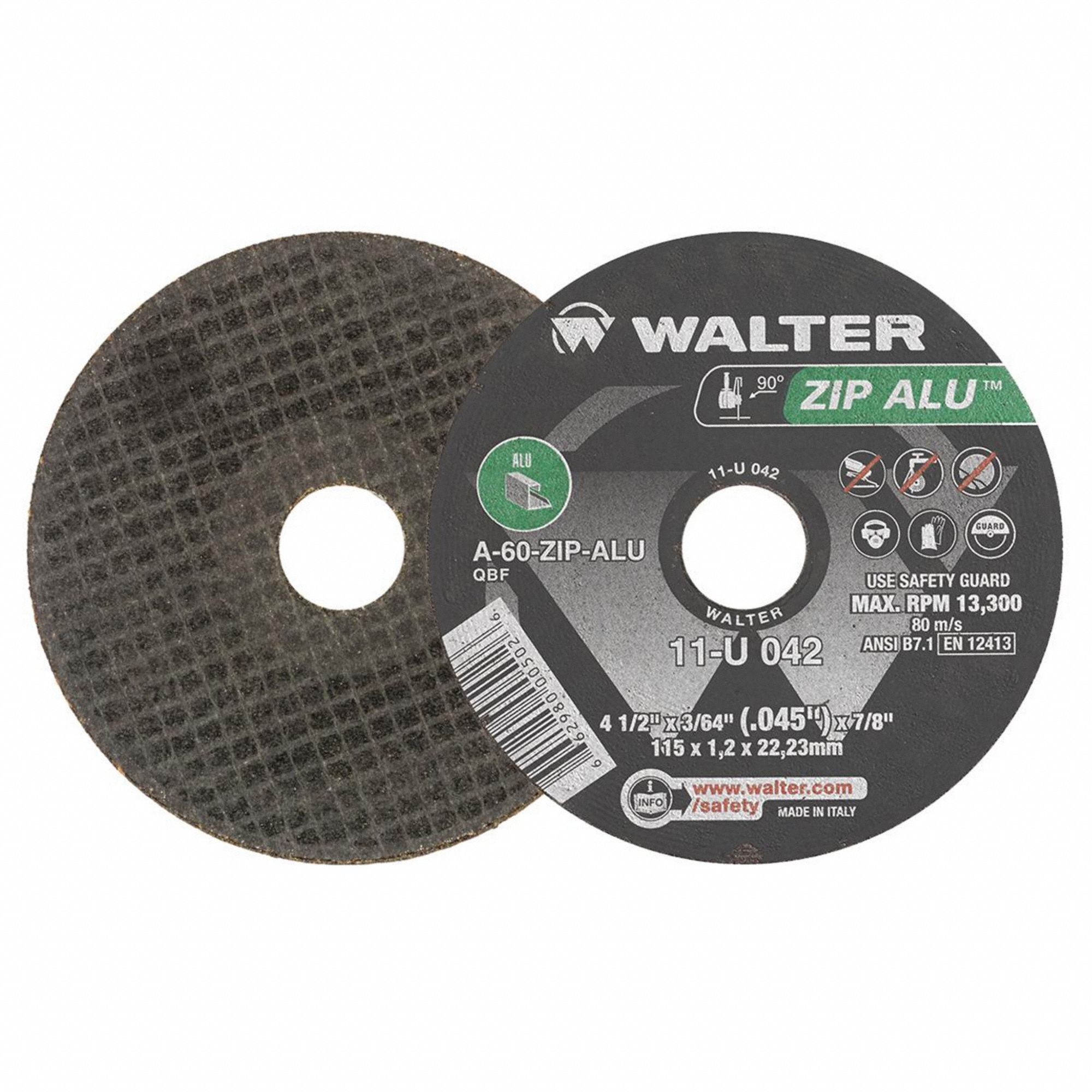 WALTER SURFACE TECHNOLOGIES, Type 1, 4 1/2" x 3/64" x 7/8", Abrasive ...