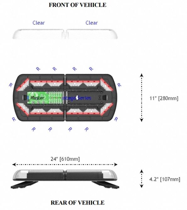 CODE 3, Emergency Vehicle Full-Size Light Bar, Red, LED Lightbar ...