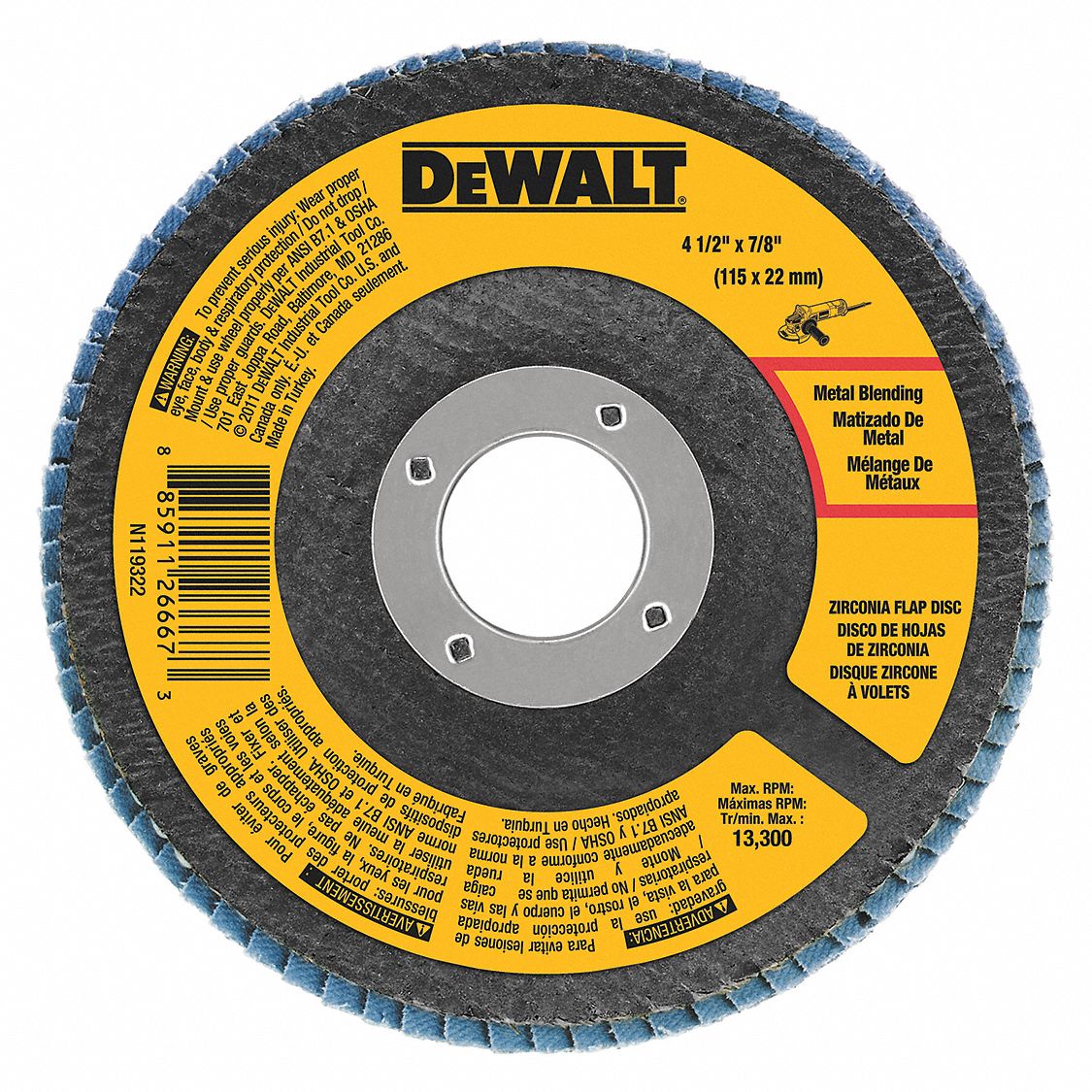 DEWALT, Zirconia Flap Disc,T29,80Grit,4.5"x7/8" - 120W39|DWA8208 - Grainger