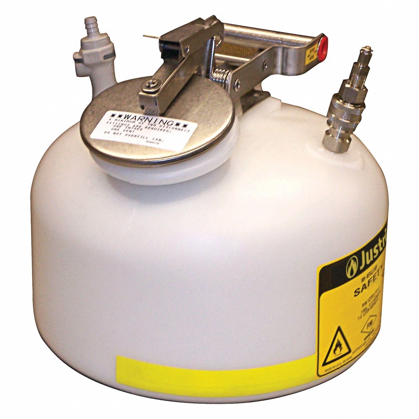 JUSTRITE, 2 gal Can Capacity, Polypropylene/Stainless Steel Fitting ...