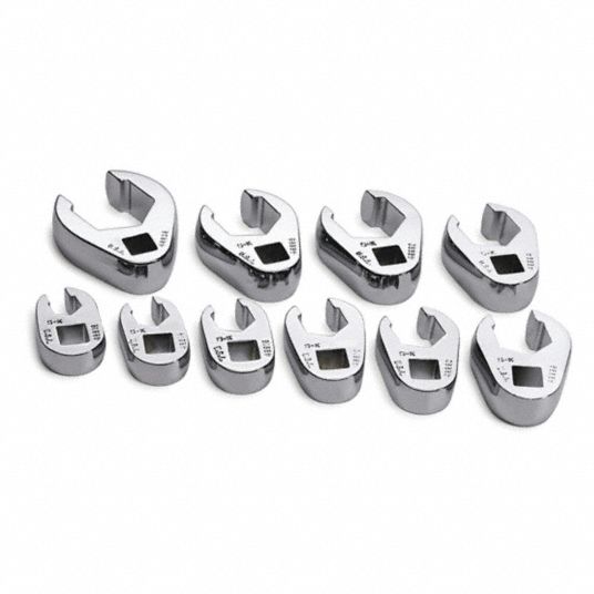 SK PROFESSIONAL TOOLS, Alloy Steel, Chrome, Crowfoot Socket Set ...