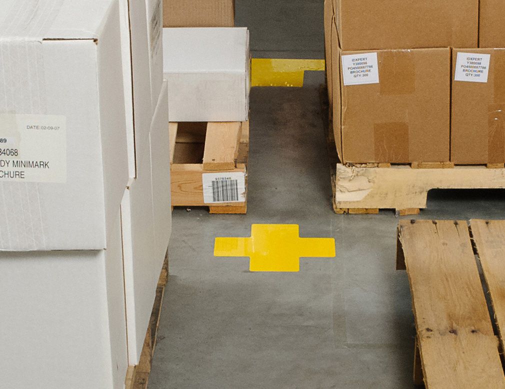 BRADY Floor Marking Tape: Cross, Solid, Yellow, 3 in x 8 in, 8 mil Tape ...