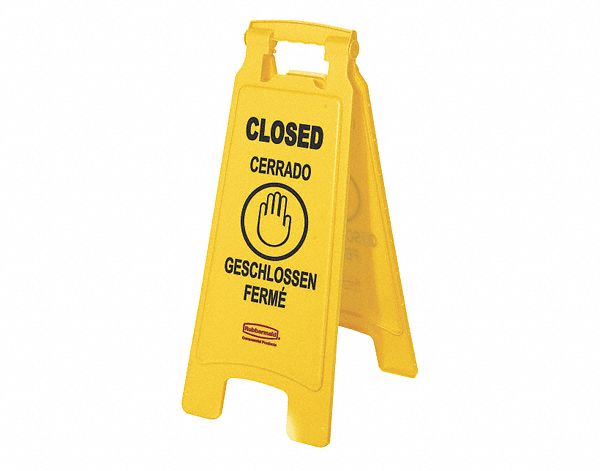 RUBBERMAID SIGN FLOOR CLOSED 2-SIDED - Floor Signs - RBB6112-78 | 6112-78