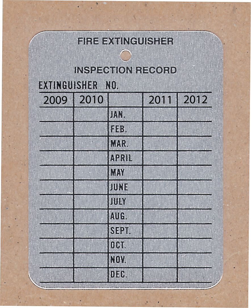 Fire Extinguisher Inspection Tags, Four Year, Metal,, 56% OFF
