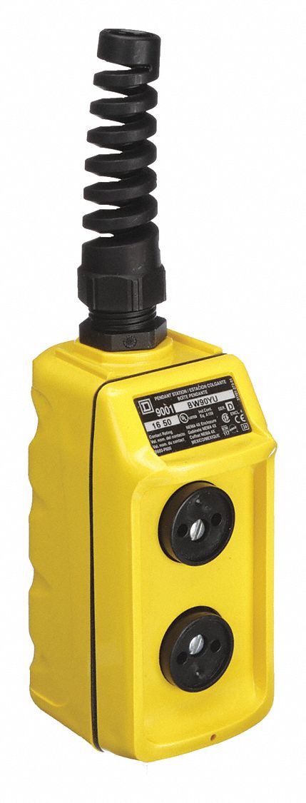 SQUARE D, (2) Push Buttons, 2NO, Pendant Control Station - 12N832|9001BW90YU - Grainger