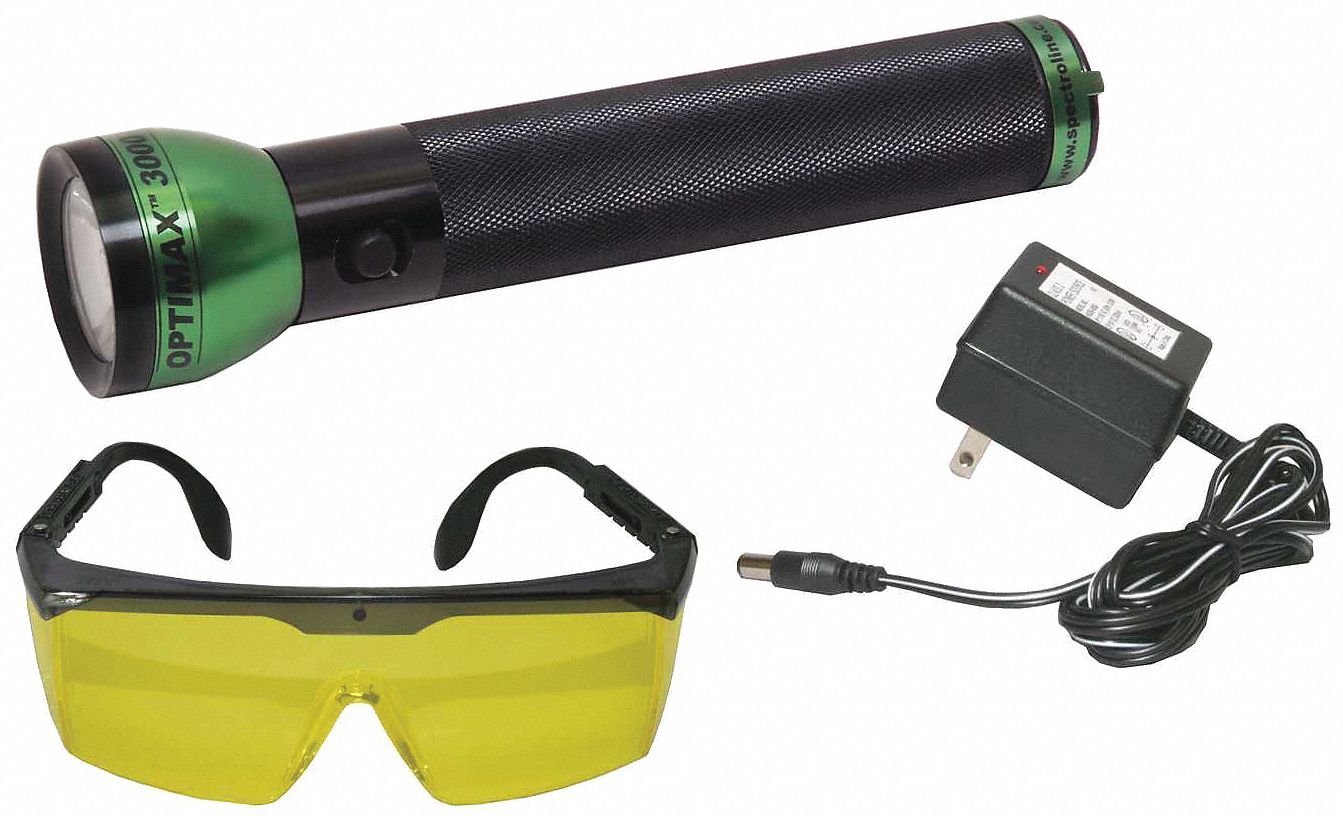 TRACERLINE OPTIMAX LEAK DETECTION FLASHLIGHT W CHARGER AND GLASSES ...