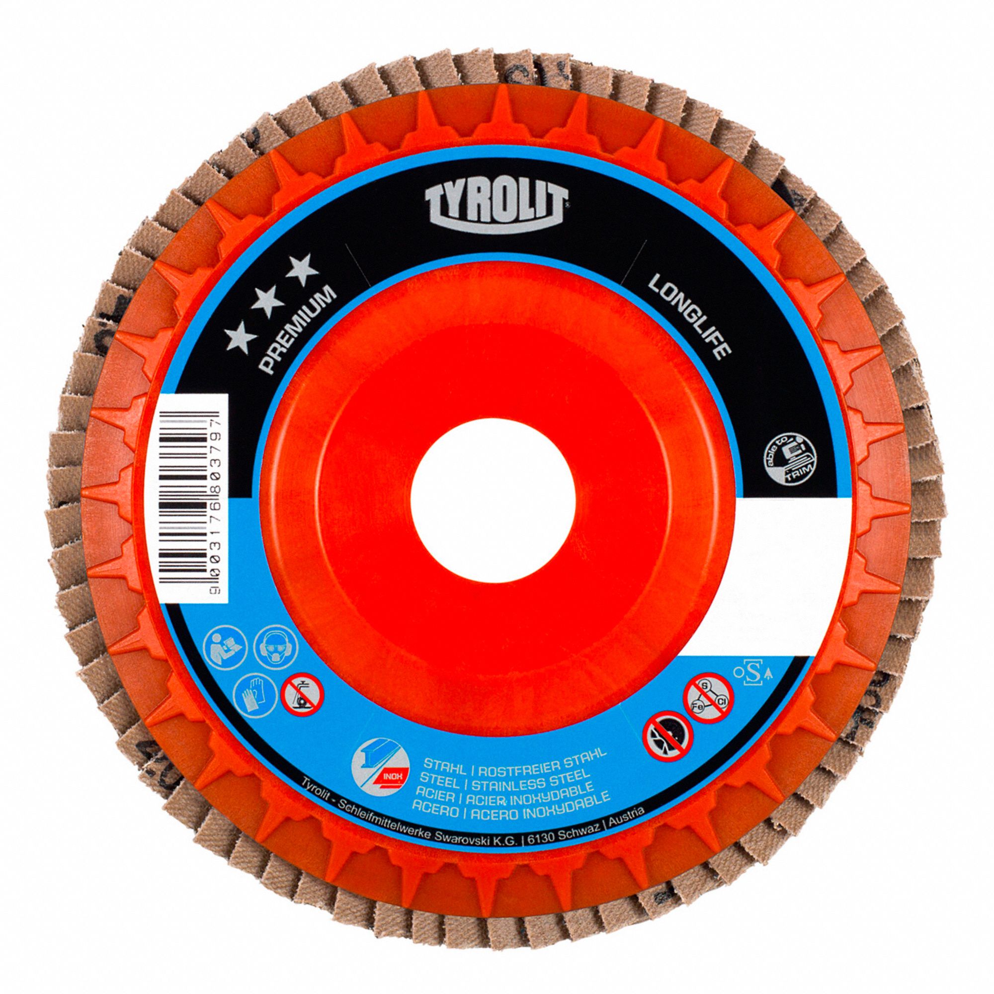 TYROLIT FLAP SANDING DISC, PREM ZA80,, 80 GRIT, 4 1/2 X 7/8 IN, ZIRC ...