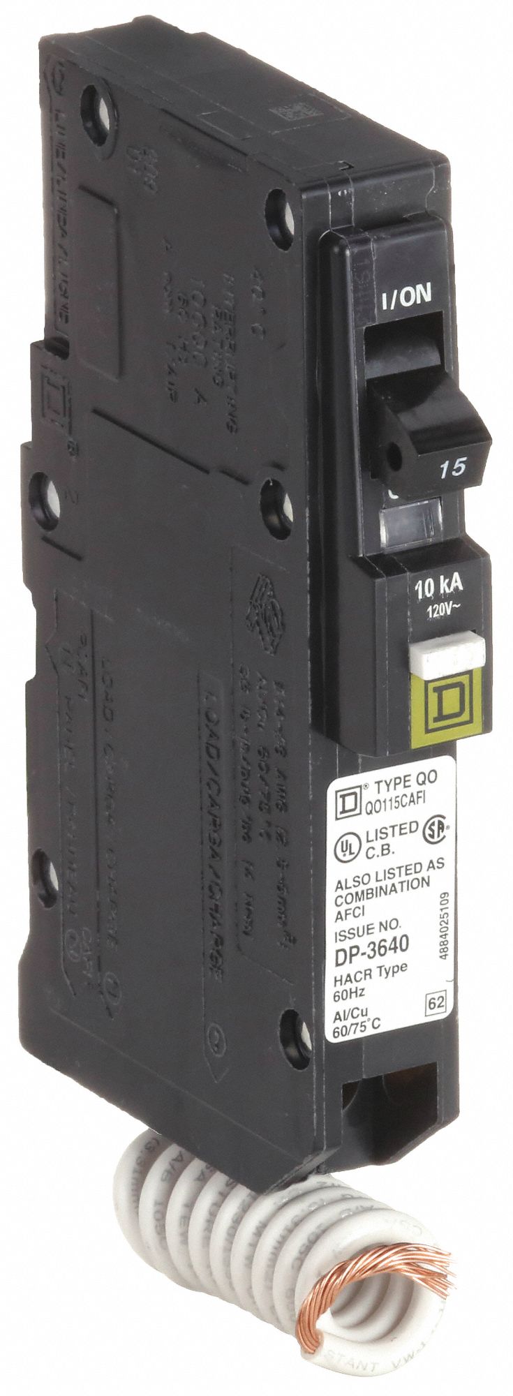SQUARE D, 15 A, 120/240V AC, Miniature Circuit Breaker - 12R454|QO115CAFI - Grainger