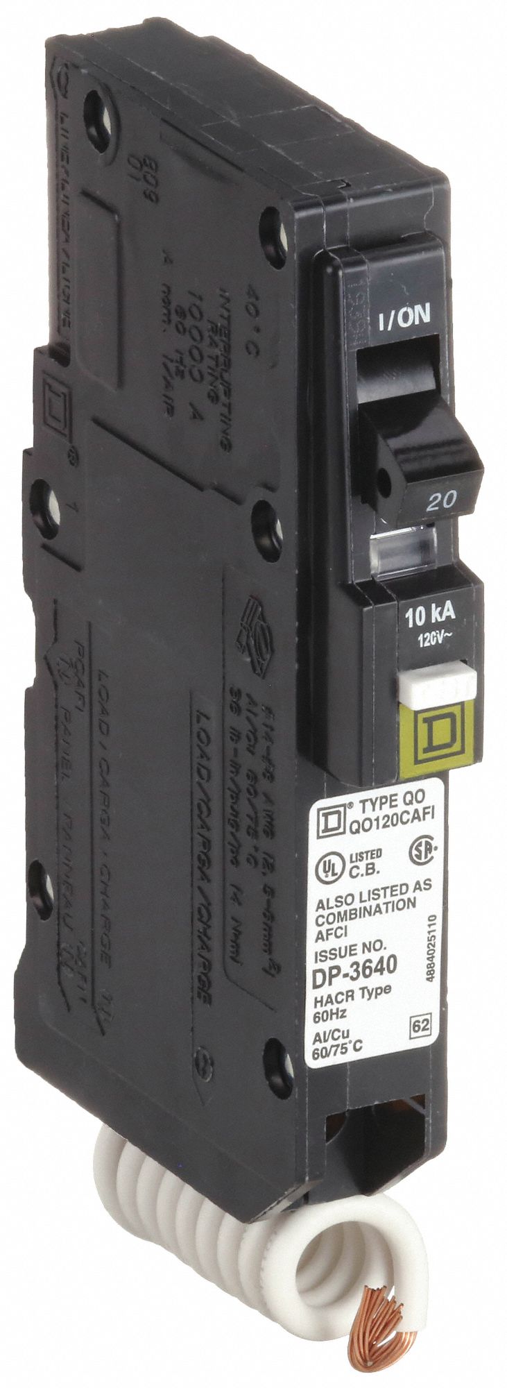 SQUARE D, 20 A, 120/240V AC, Miniature Circuit Breaker - 12R455 ...