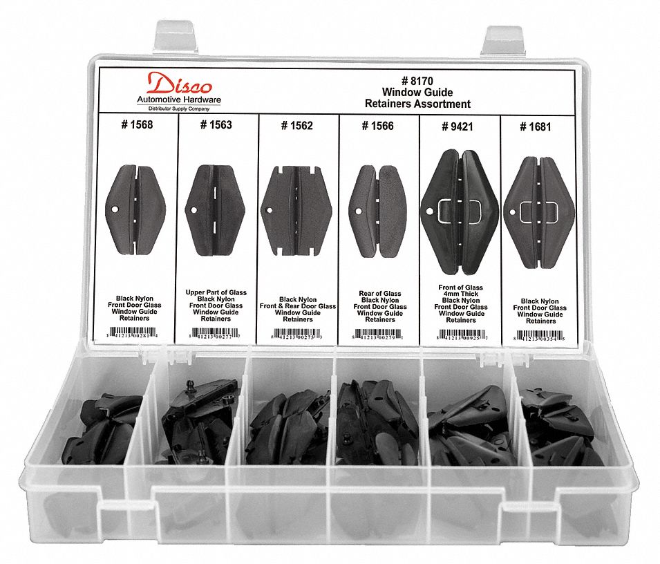 11 in Overall Lg, Black, Window Guide Retainer Assortment Kit - 12T307 ...