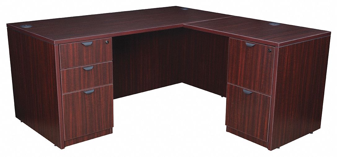 66 in x 77 in x 29 in Legacy Series L-Shape Office Desk, Mahogany ...