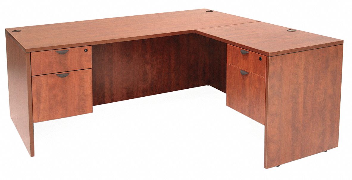 60 in x 77 in x 29 in Legacy Series L-Shape Office Desk, Cherry - Grainger