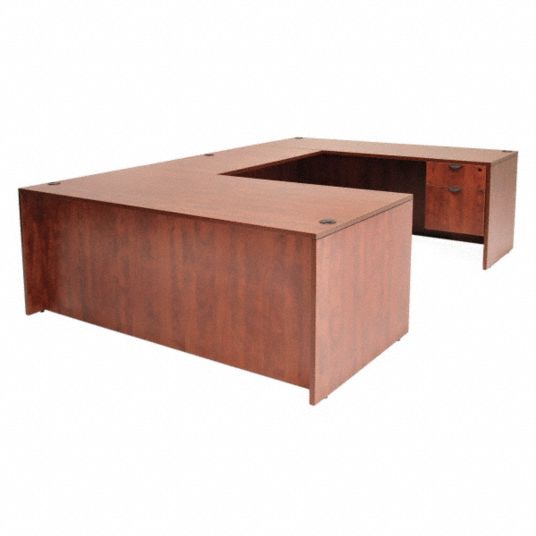 REGENCY, Melamine, Cherry, U-Shaped Office Desk - 12T529|LUD7135CH ...