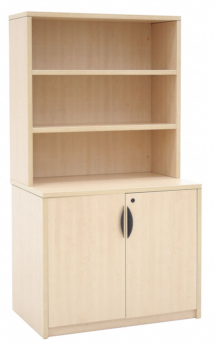 Hutch w/ Storage Cabinet,Legacy,Maple - Grainger