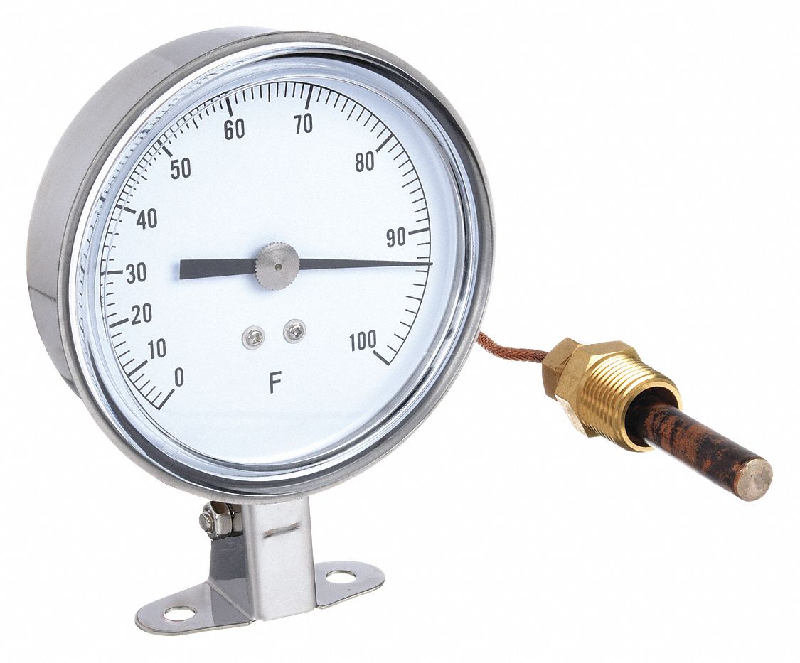 0° to 100°F, 3.5 in Dial Dia, Analog Panel Mount Thermometer - 12U604 ...