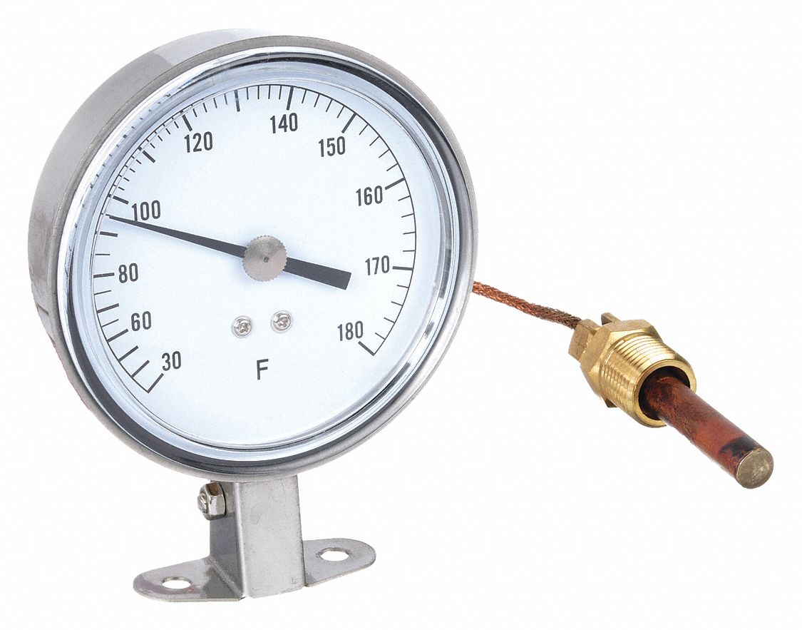 30° to 180°F, 3.5 in Dial Dia, Analog Panel Mount Thermometer - 12U606 ...