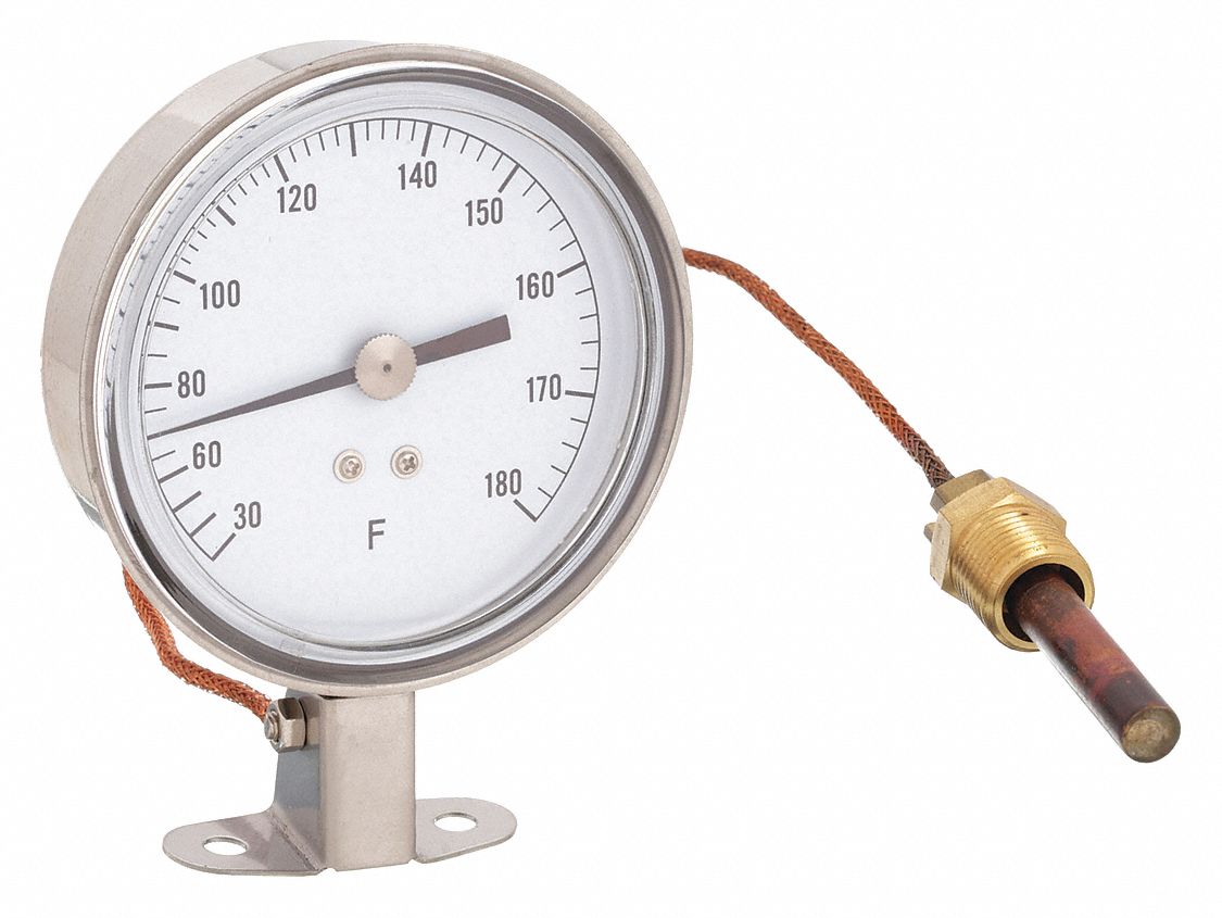 30°F to 180°F, +/- 1°F Scale Division, Analog Panel Mount Thermometer ...