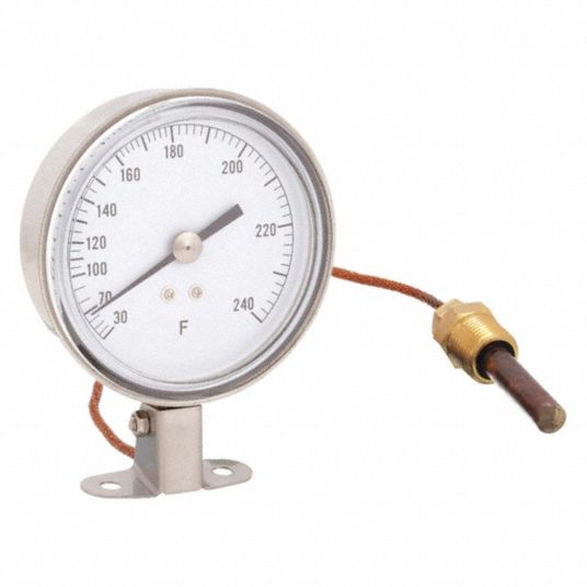 30°F to 240°F, +/-1°F Scale Division, Analog Panel Mount Thermometer ...