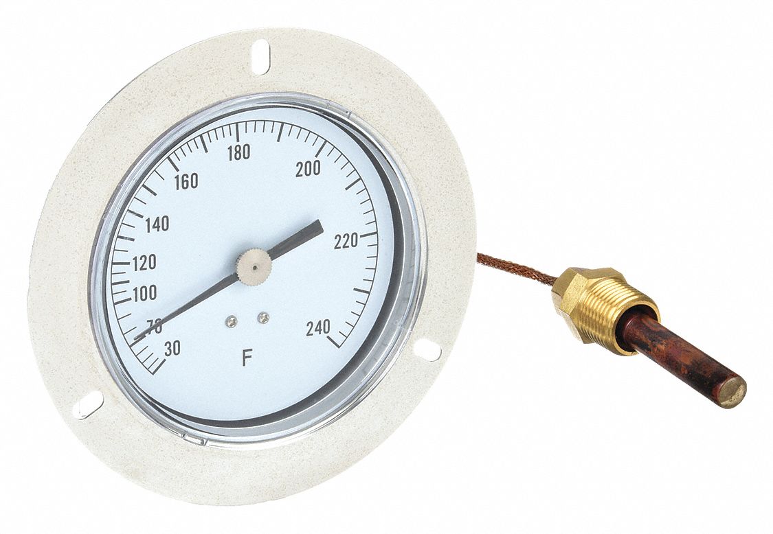 30°F to 240°F, +/-1°F Scale Division, Analog Panel Mount Thermometer ...