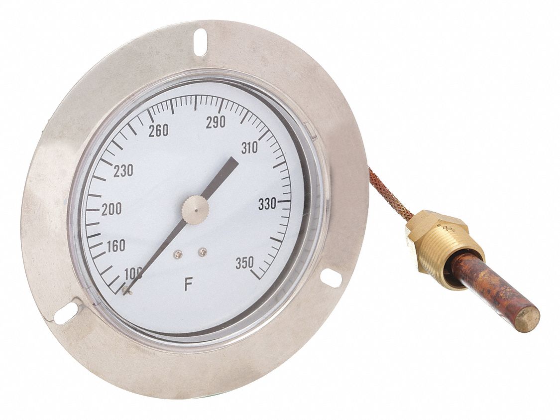 100° to 350°F, 3.5 in Dial Dia, Analog Panel Mount Thermometer - 12U618 ...