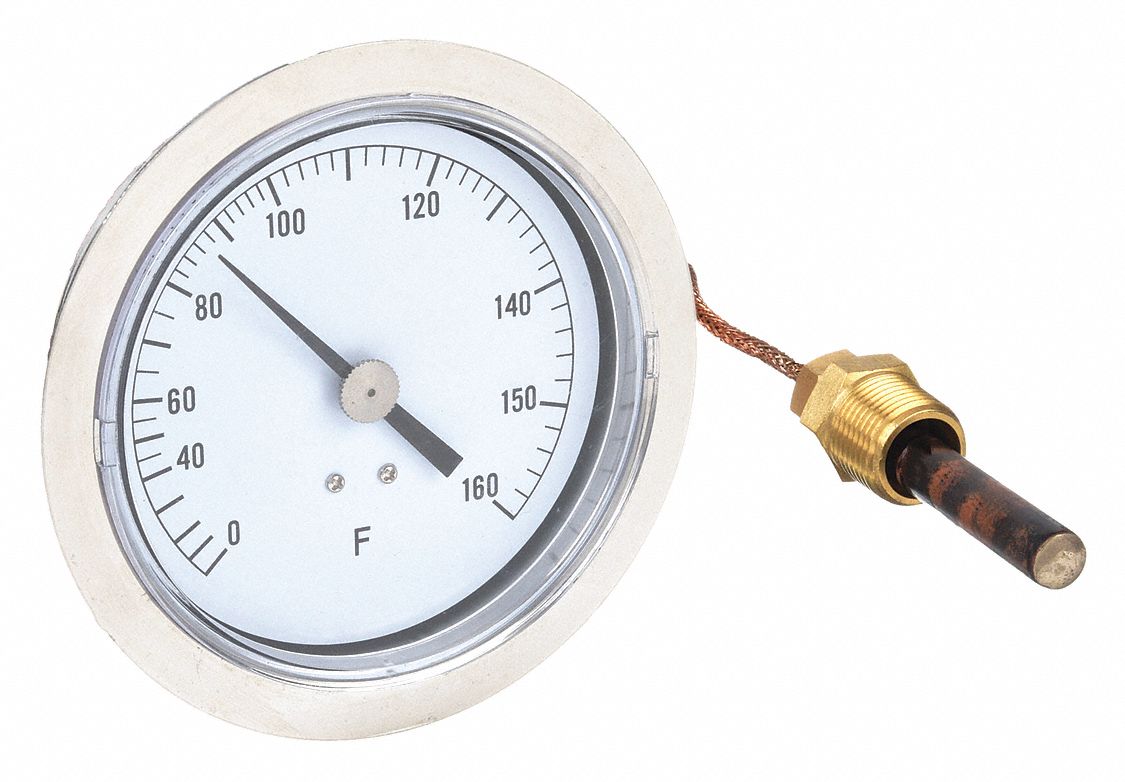 0° to 160°F, 3.5 in Dial Dia, Analog Panel Mount Thermometer - 12U625 ...