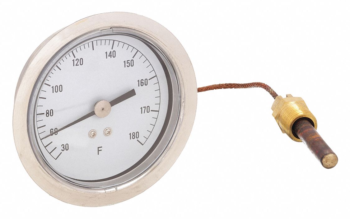 30°F to 180°F, ±1°F (Scale Division), Analog Panel Mount Thermometer ...