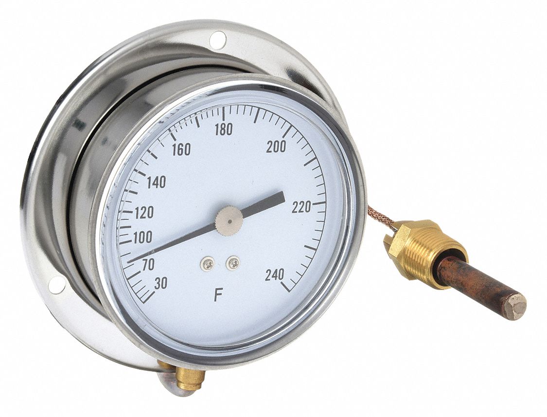 30° to 240°F, 3.5 in Dial Dia, Analog Panel Mount Thermometer - 12U637 ...
