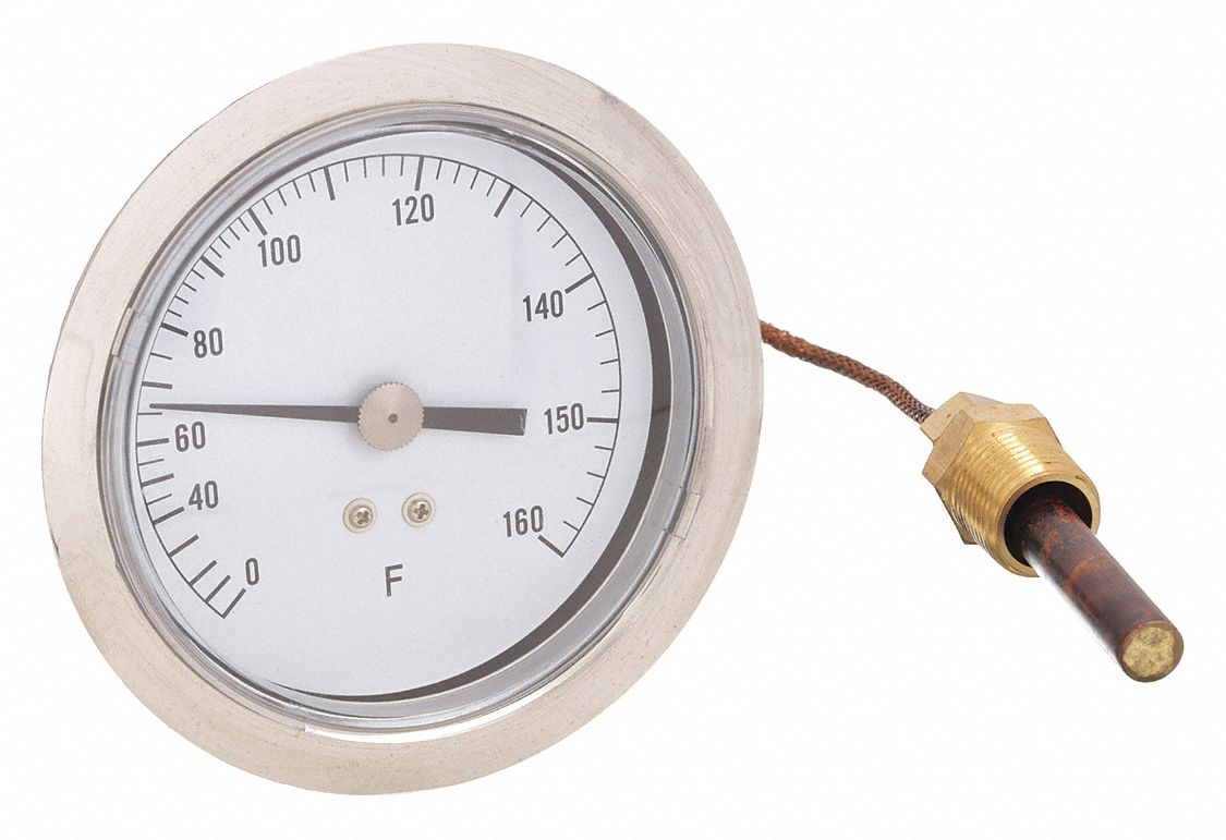 0°F to 160°F, +/-1°F Scale Division, Analog Panel Mount Thermometer ...