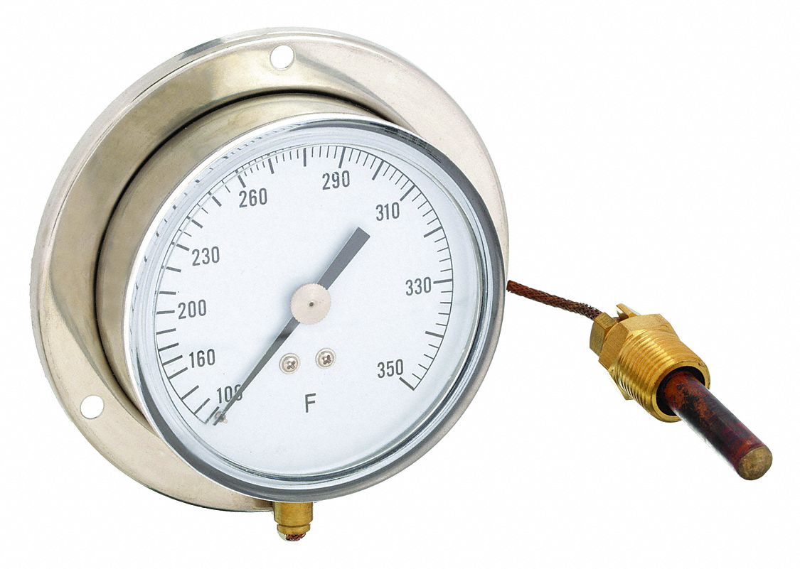 100°F to 350°F, ±1°F (Scale Division), Analog Panel Mount Thermometer ...