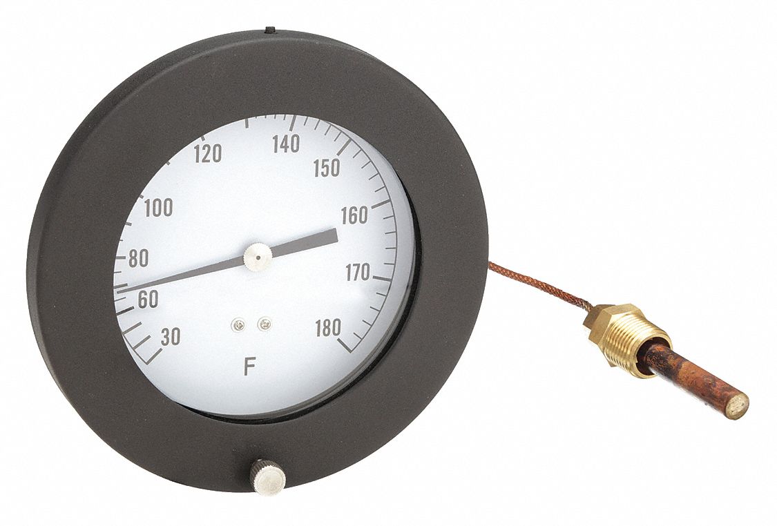 30° to 180°F, 4.5 in Dial Dia, Analog Panel Mount Thermometer - 12U645 ...
