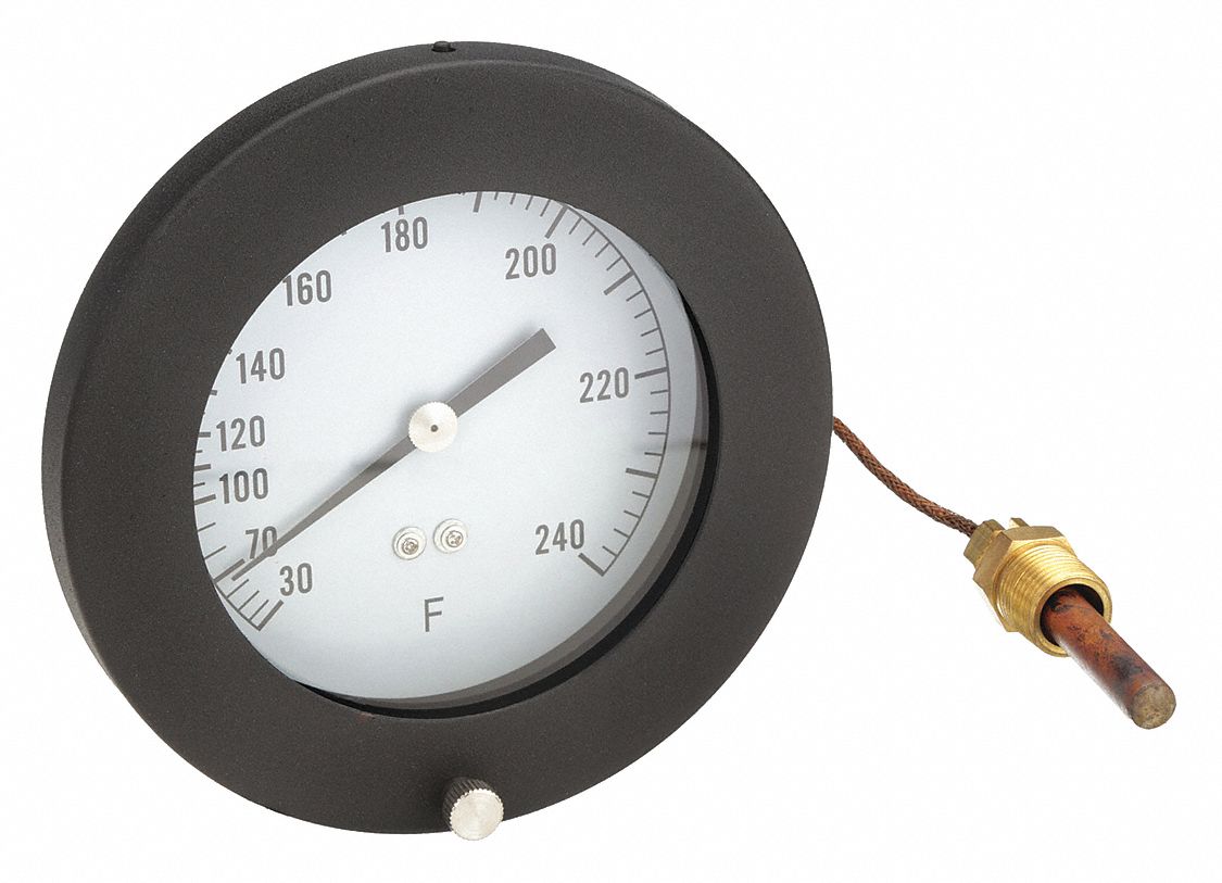 30° to 240°F, 4.5 in Dial Dia, Analog Panel Mount Thermometer - 12U646 ...