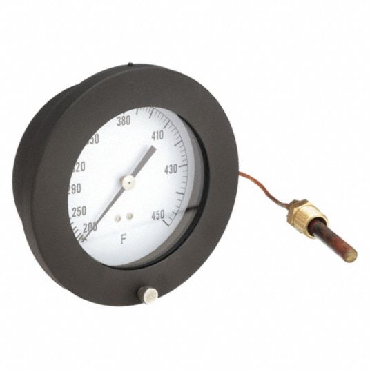 200° to 450°F, 4.5 in Dial Dia, Analog Panel Mount Thermometer - 12U648 ...