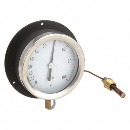 0° to 100°F, 4.5 in Dial Dia, Analog Panel Mount Thermometer - 12U659 ...