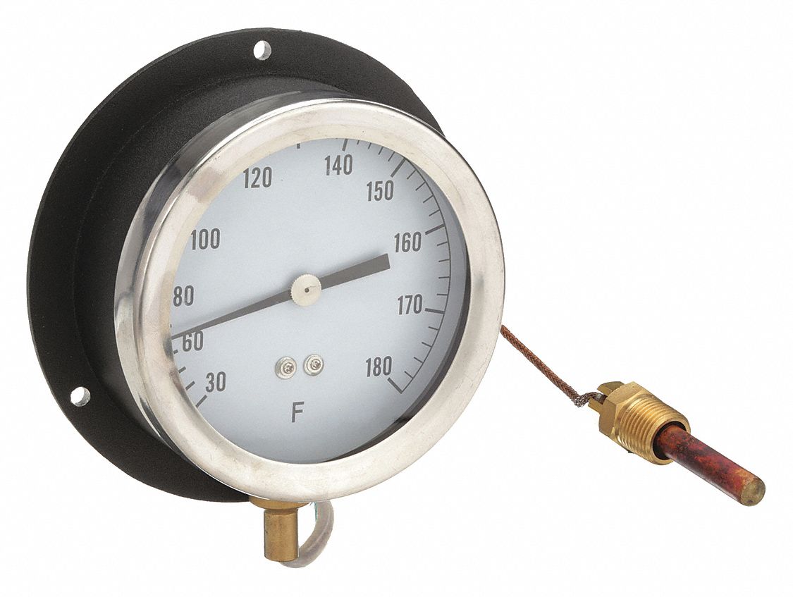 30°F to 180°F, +/-1°F Scale Division, Analog Panel Mount Thermometer ...