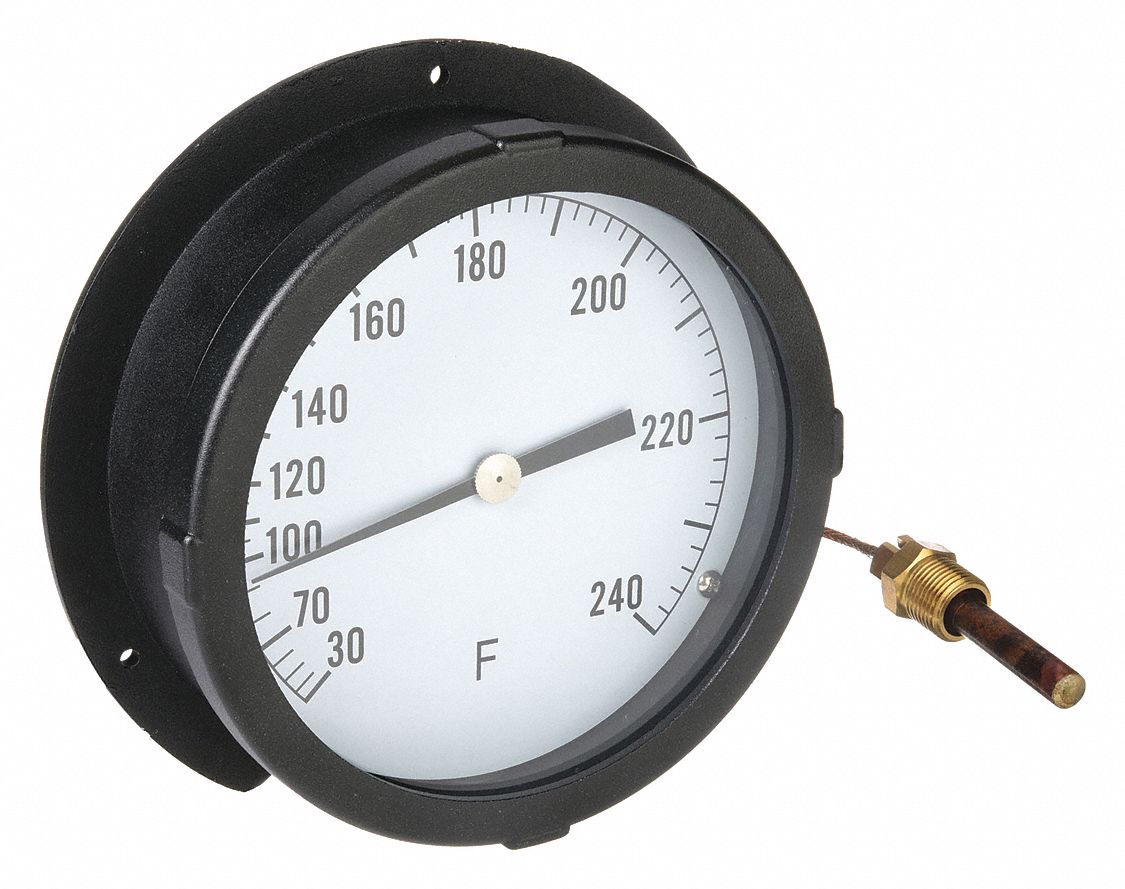 30° to 240°F, 6 in Dial Dia, Analog Panel Mount Thermometer - 12U666 ...
