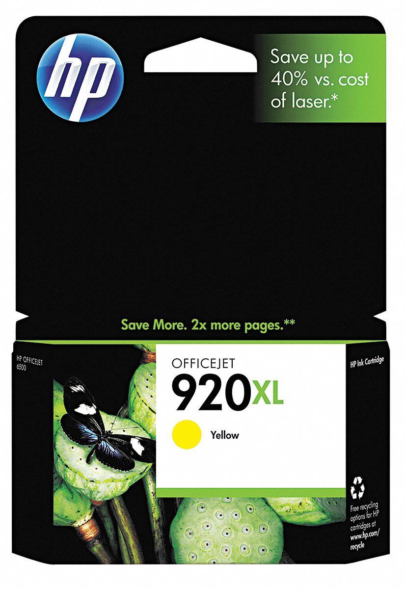 Ink Cartridge, Yellow, HP - Grainger