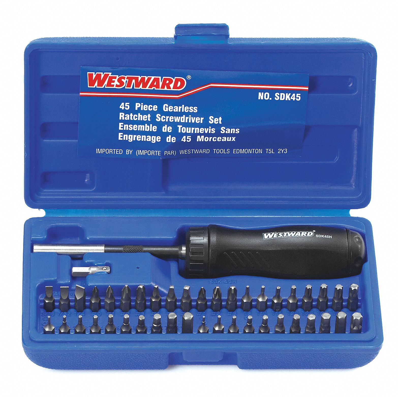 WESTWARD SCREWDRIVER KIT GEARLESS RATCHET 45 - Multi-Bit Screwdrivers - WSWSDK45 | SDK45 ...