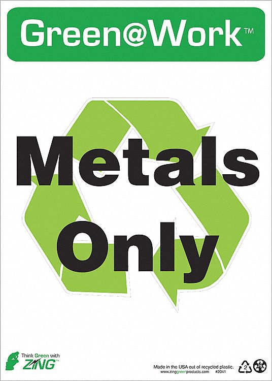 ZING SIGN GREEN AT WORK METAL 14X10 - 31446 - ZNG2041 | 2041 - Grainger ...