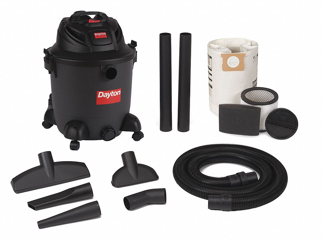 DAYTON, 12 gal Tank Size, Plastic, Shop Vacuum - 12Z214|12Z214 - Grainger
